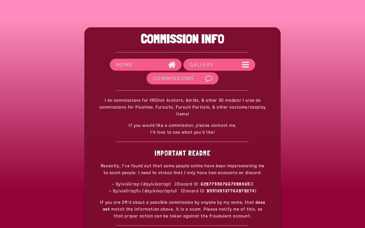 Commission Info - SylviaCrisp's Socials